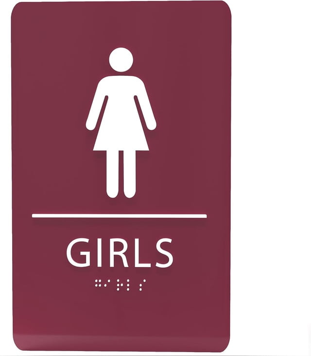 ADA CENTRAL SIGNS - 6"X9" Girls Restroom Sign - ADA Compliant Tactile ...