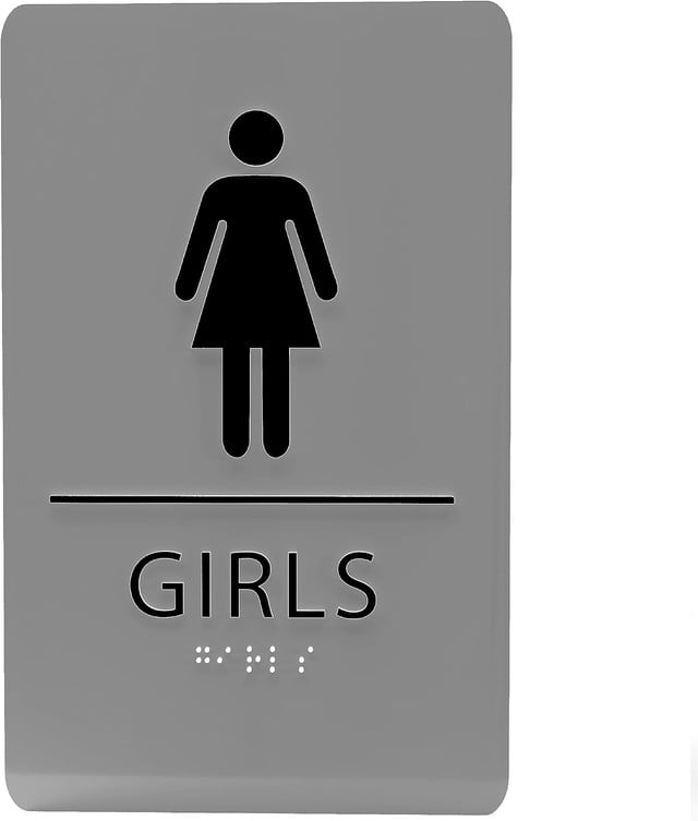 ADA CENTRAL SIGNS - 6"X9" Girls Restroom Sign - ADA Compliant Tactile ...
