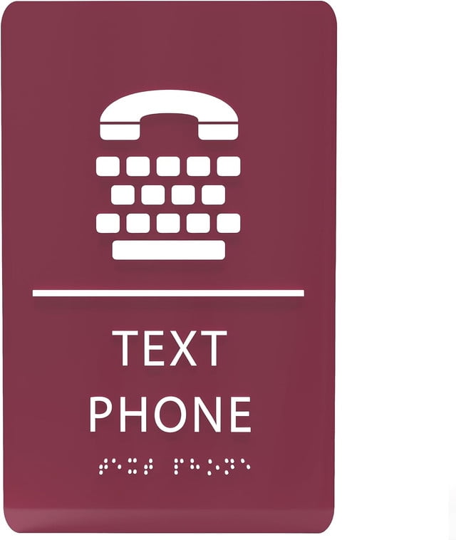 ADA CENTRAL SIGNS - 6" X9" Text Phone Sign - ADA Compliant Tactile ...