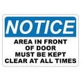 ADA CENTRAL SIGNS - Notice Area in Front of Door Must Be Kept Clear at ...