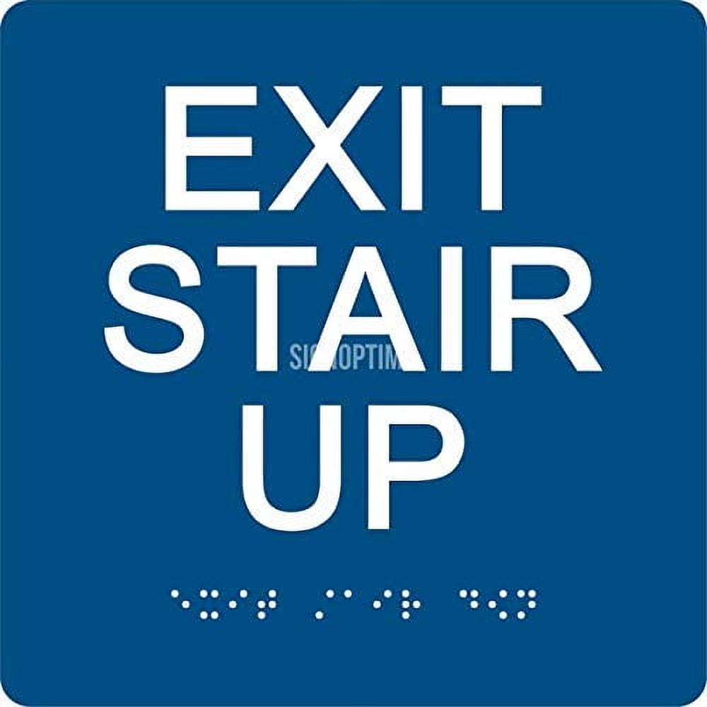 ADA Compliant EXIT Stair UP with Braille, 6"x6" Acrylic Sign (Black ...