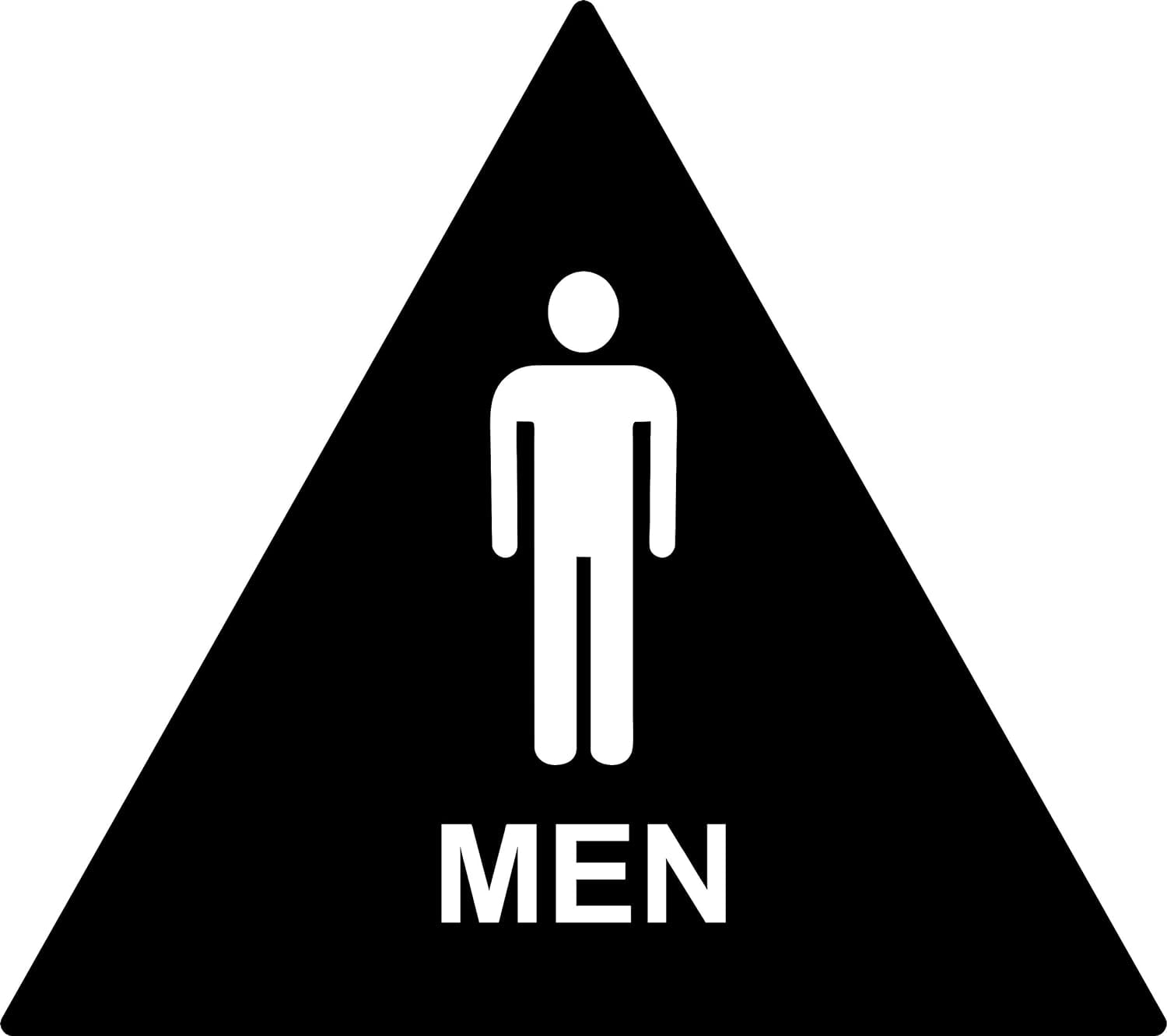 ADA Compliant MEN Restroom Sign, Triangle Geometric Door Sign (Black ...