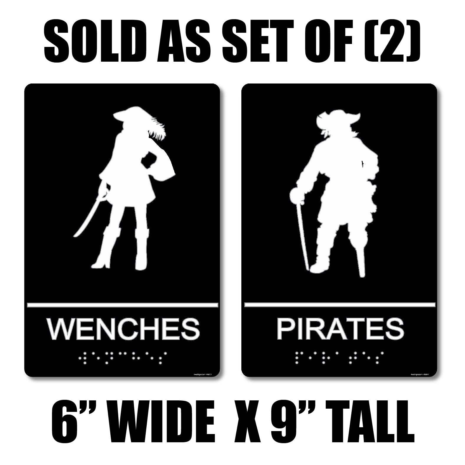 ADA Compliant “Pirates" - Wench Pirate Themed Restroom Signs - Walmart.com