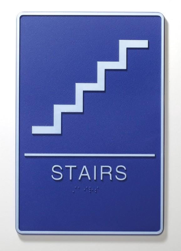 ADA Compliant Stairs Sign with Braille – Tactile Safety Sign for Office ...