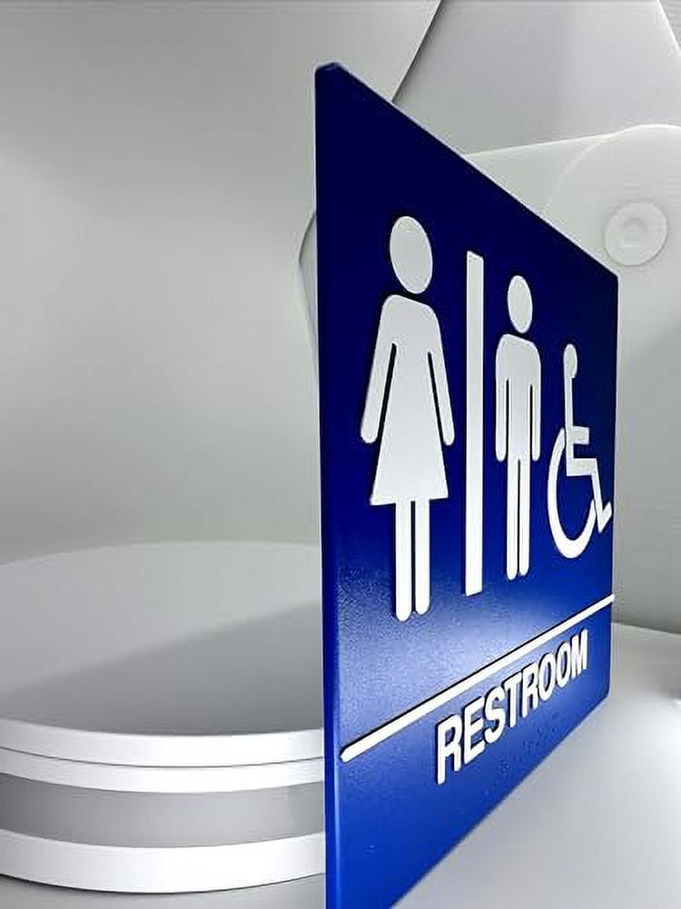 ADA Compliant Unisex Accessible Restroom Sign Set,Wall and Door Sign ...