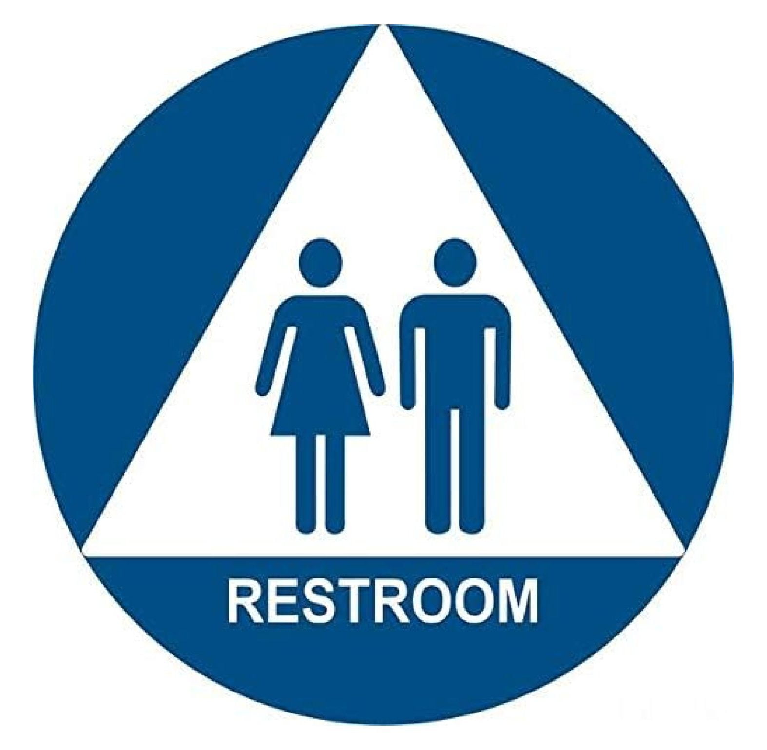 ADA Compliant Unisex Restroom Sign - 12" Round Door Sign - Blue/White ...