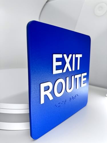 ADA EXIT Route Braille Sign, 6"x6", Double Sided VHB Tape (Blue ...