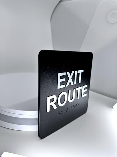 ADA Exit Route Sign with Braille Grade II, ADA Compliant,6"x6", 3M ...