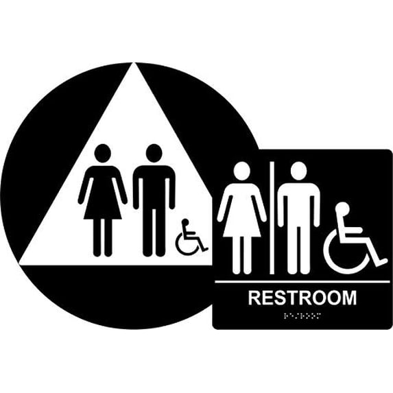 ADA Gender Neutral Restroom Sign Bundle, Door and Wall Sign with ...