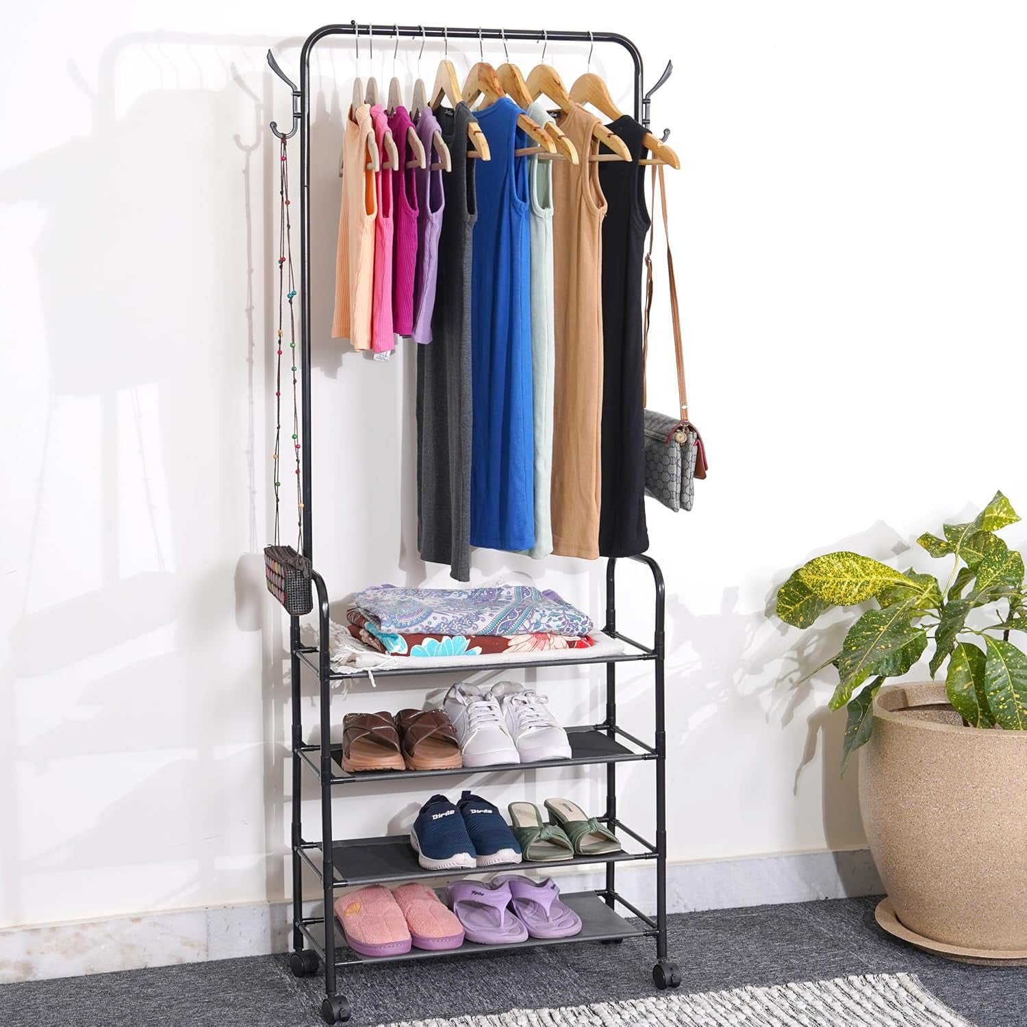 ADA Heavy Duty Metal Single Rod Cloth Rail For Home With Wheels 4 ...