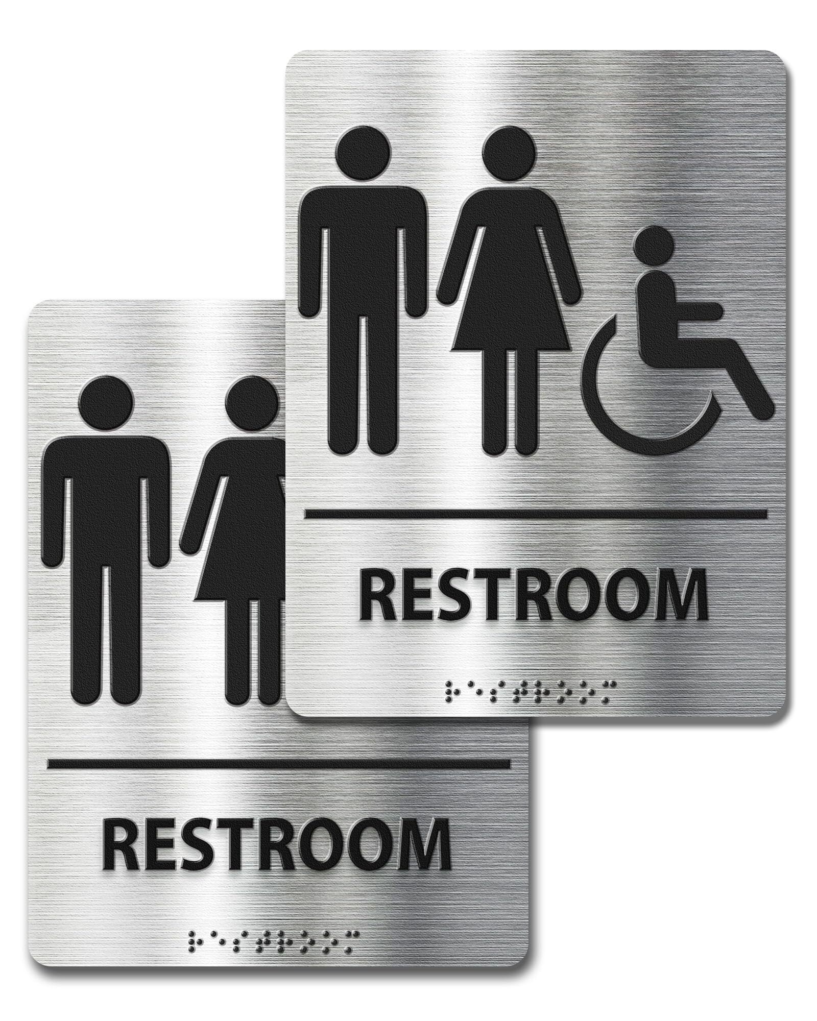 ADA-Mark Modern Restroom Sign for Business - 2PK ADA Compliant Braille ...