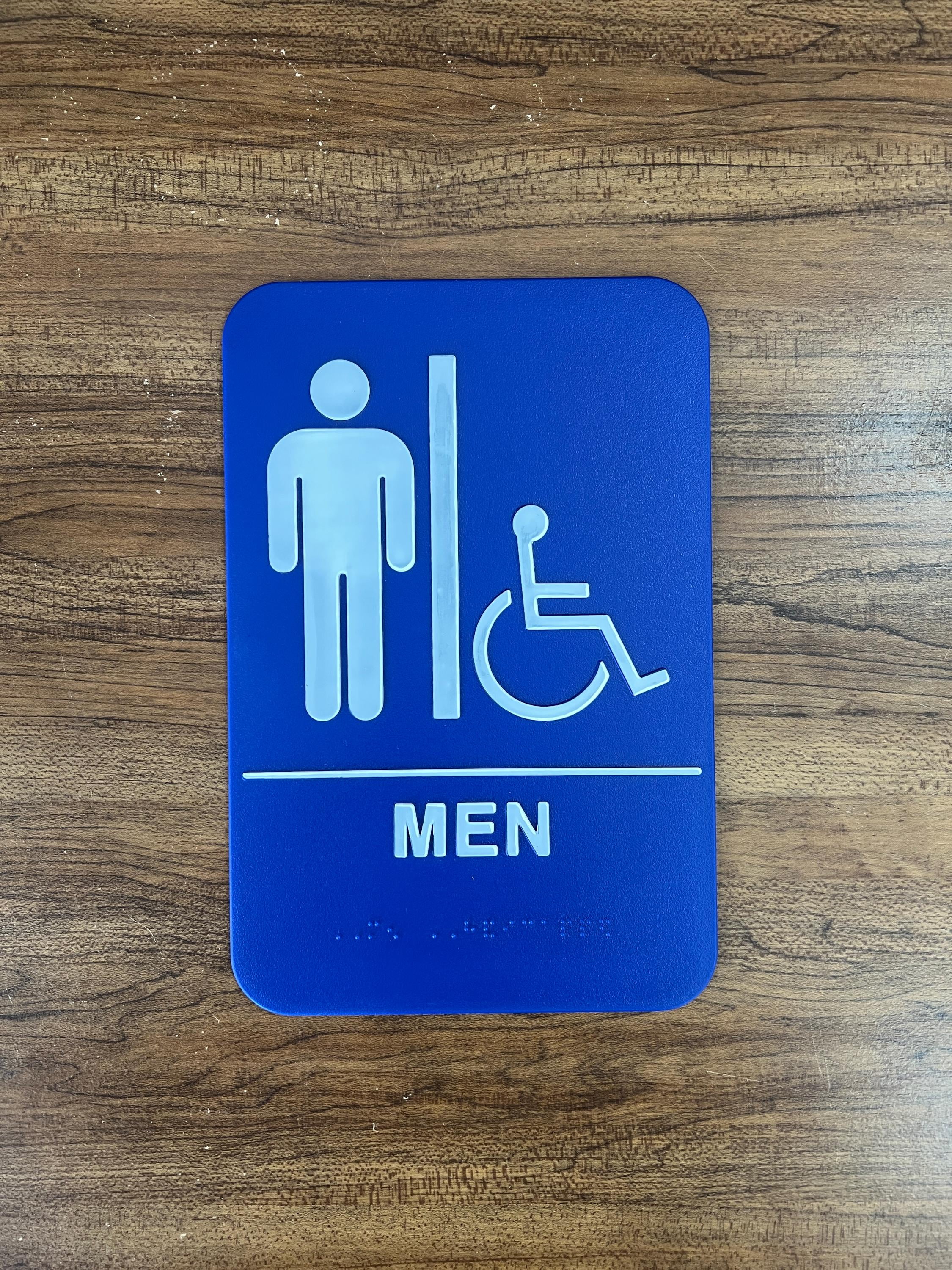 ADA Men Restroom Sign – Standard Size, Raised Letters & Wheelchair ...