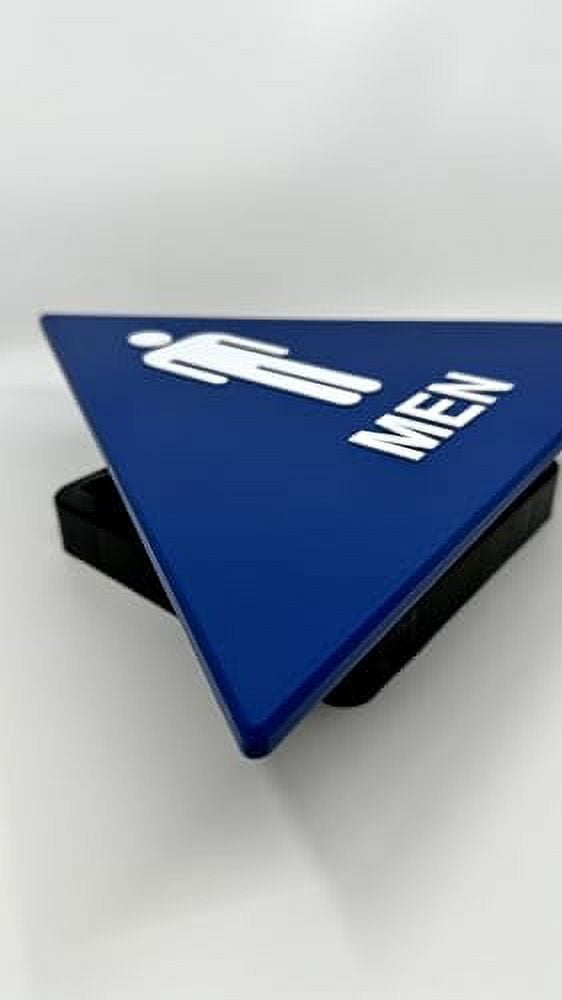 ADA Men's Restroom Door Sign with Tactile Graphic, Triangle Blue/White ...