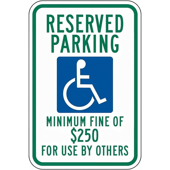 ADA Minimum Fine $250 for Use by Others Sign - 8"x12" Safety Warning ...