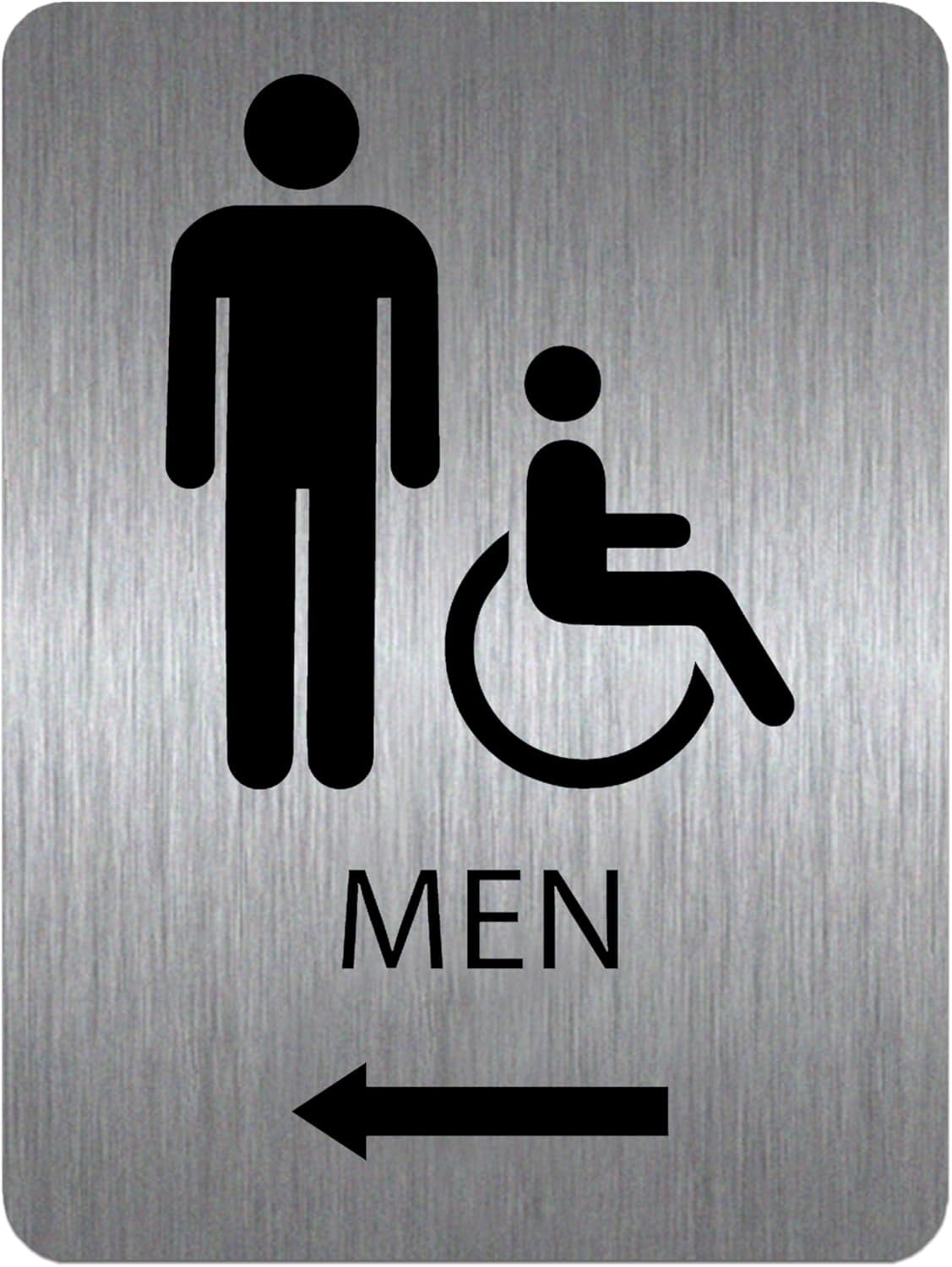 ADA SIGNS - Men's Restroom Sign with Left for Your Business, 8x6 Inch ...