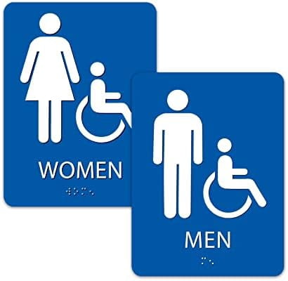 ADA SIGNS Men's Women's Restroom Sign Bundle, 8x6 inch, Business ...