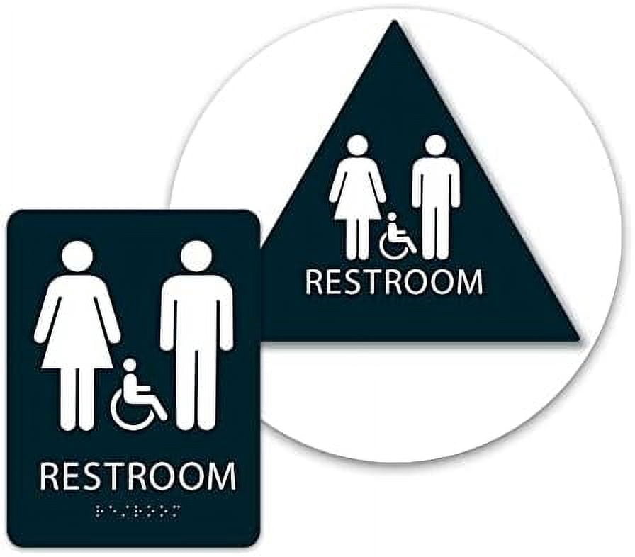 ADA SIGNS Unisex All Gender Restroom Sign Bundle Wall & Door Signage ...