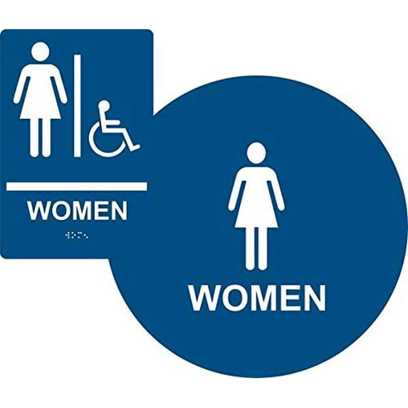 ADA Womens Restroom Sign Paired Set, Braille Sign+Door Sign, ADA ...