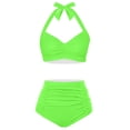 ADADFA Women High Waisted Bikini Set Two Piece Swimsuit Tummy Control ...
