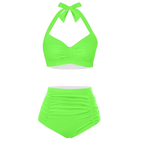 ADADFA Women High Waisted Bikini Set Two Piece Swimsuit Tummy Control ...