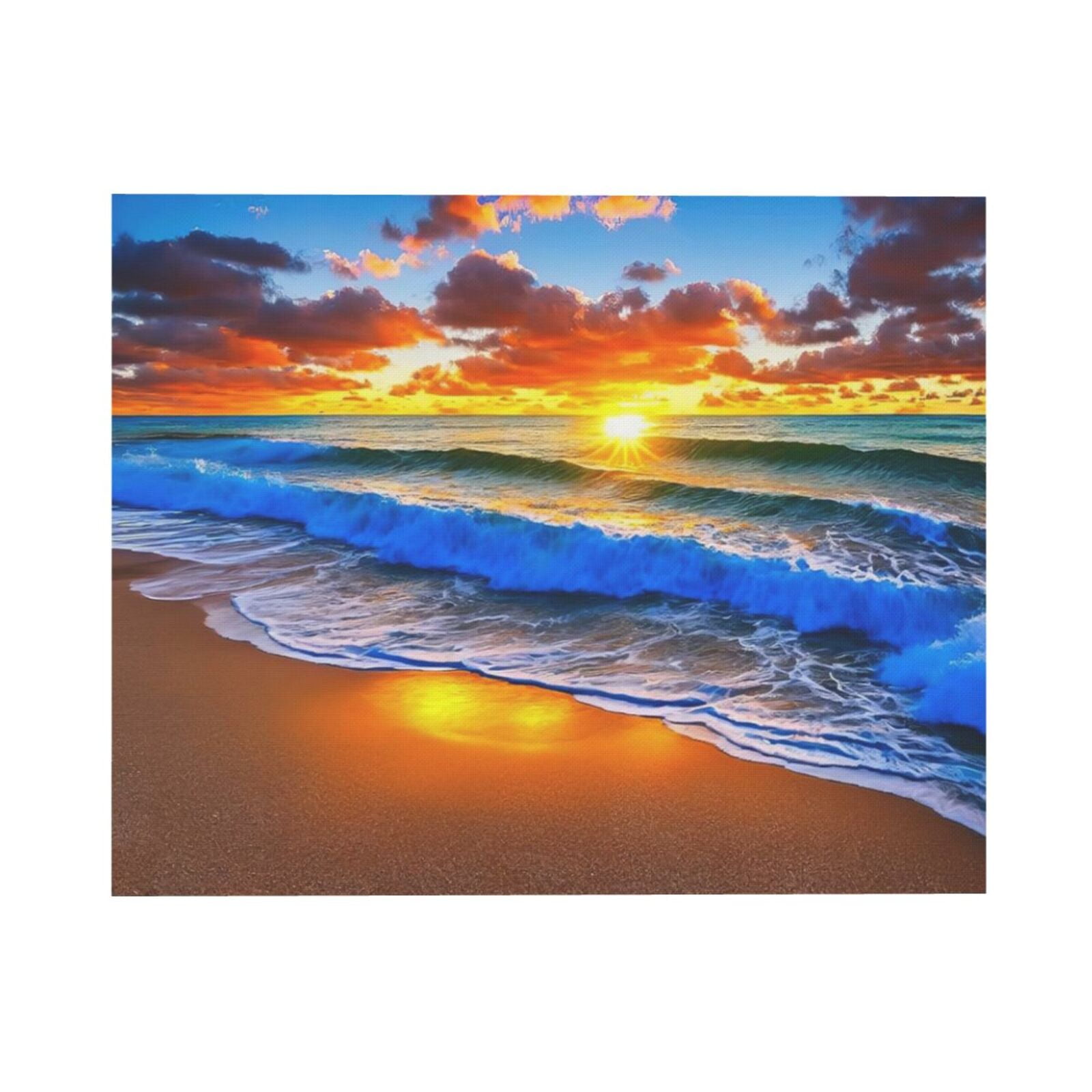 ADALE 1 Panel Beach Pictures Blue Sea White Beach at Sunrise Picture ...