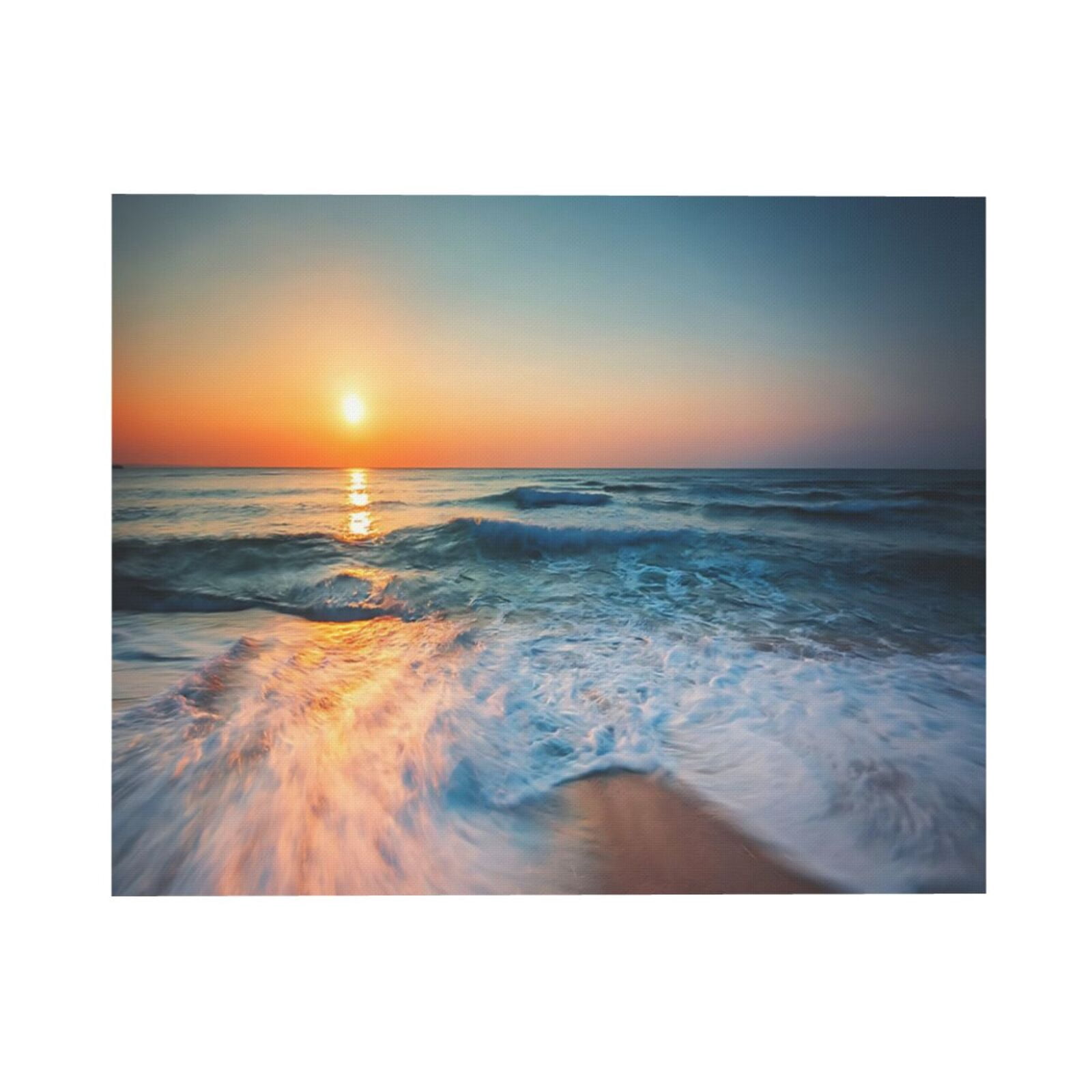 ADALE 1 Panel Beach Pictures Wall Art Blue Sea White Beach at Sunrise ...