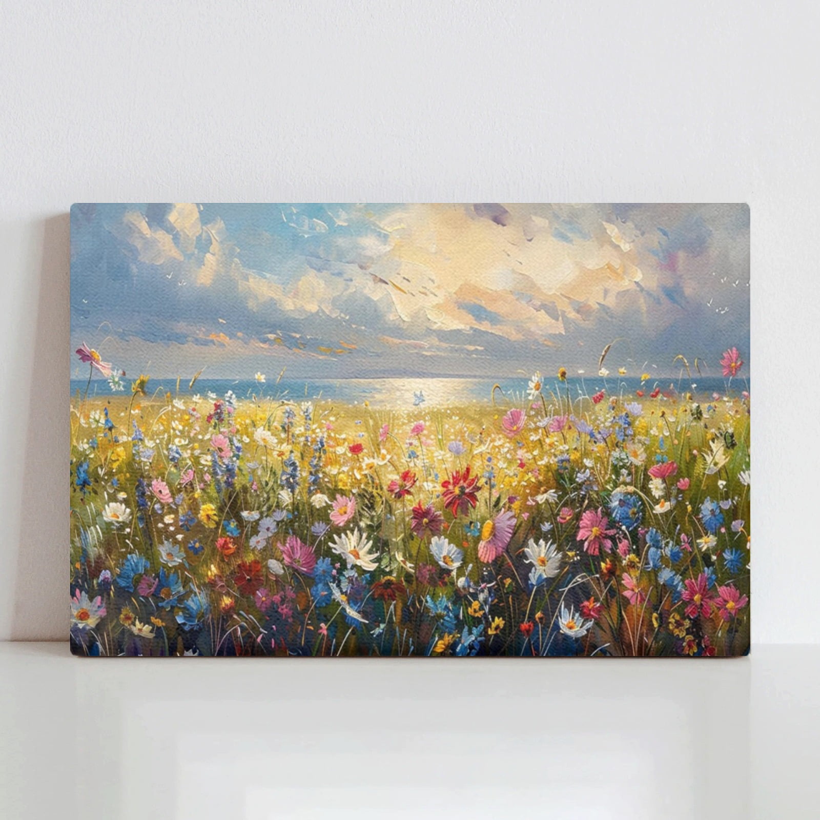 ADALE 1 Pcs Wildflower Field Artwork Rustic Wildflower Field at Beach ...