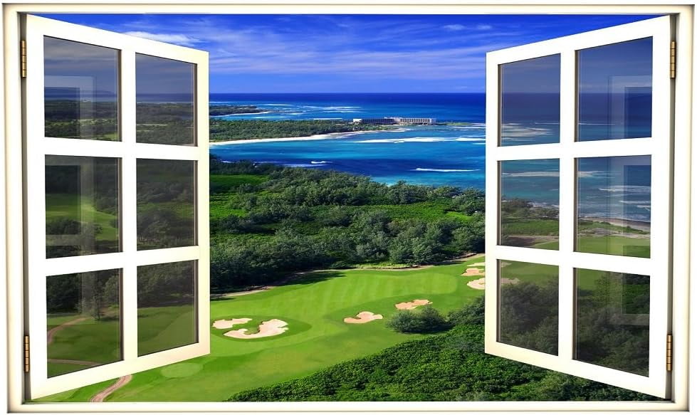 ADALE 24" Window Scape Instant View Golf Course Ocean 1 Wall Decor ...