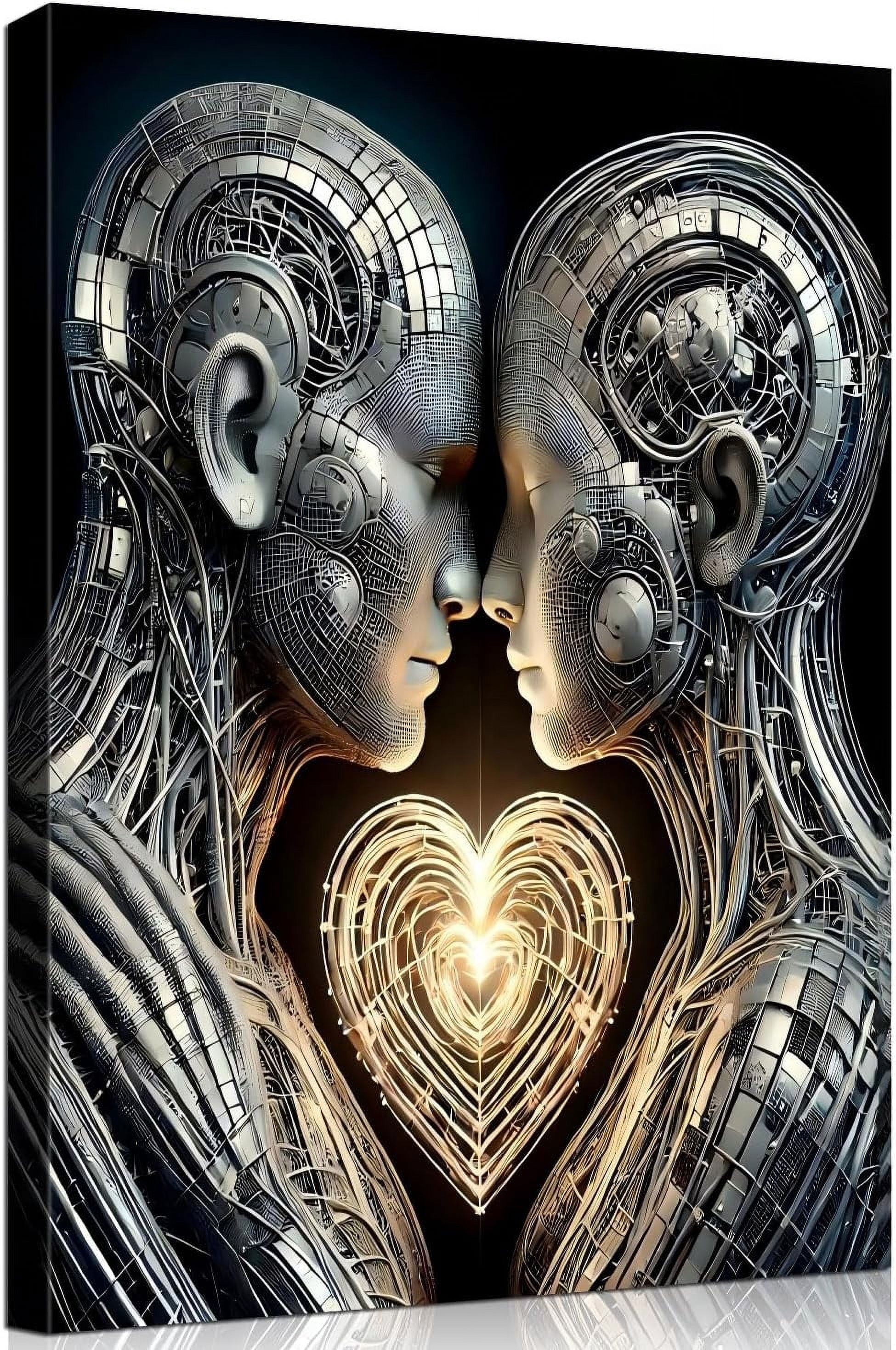 ADALE 3D Love Wall Art Canvas Mural Futurist Artificial Intelligence ...