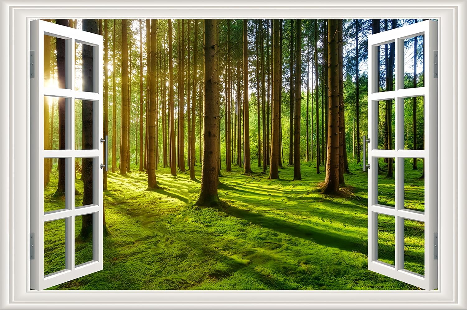 ADALE 3D Self-Adhesive Painting Fake Window Wall Arts Tropical Island ...