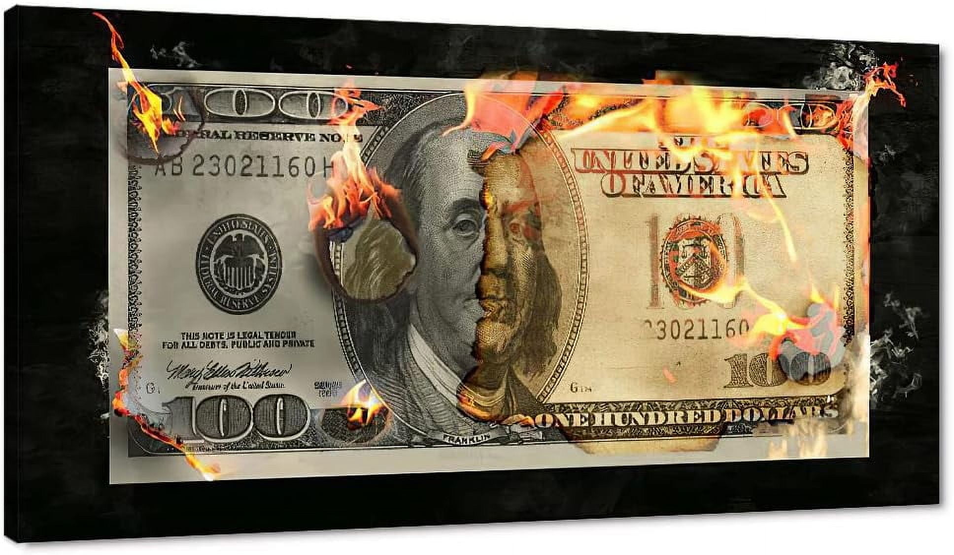 ADALE Abstract Creative Dollar Wall Art Burng 100 Bill Money Artwork ...