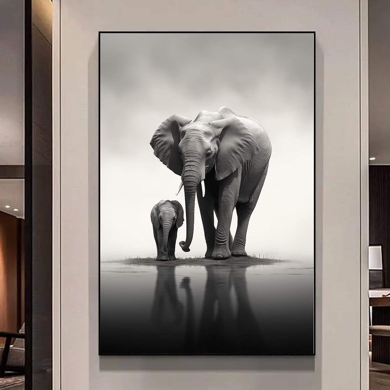 ADALE Abstract Elephant Wall Art Modern Animal Natural Elephant Picture ...