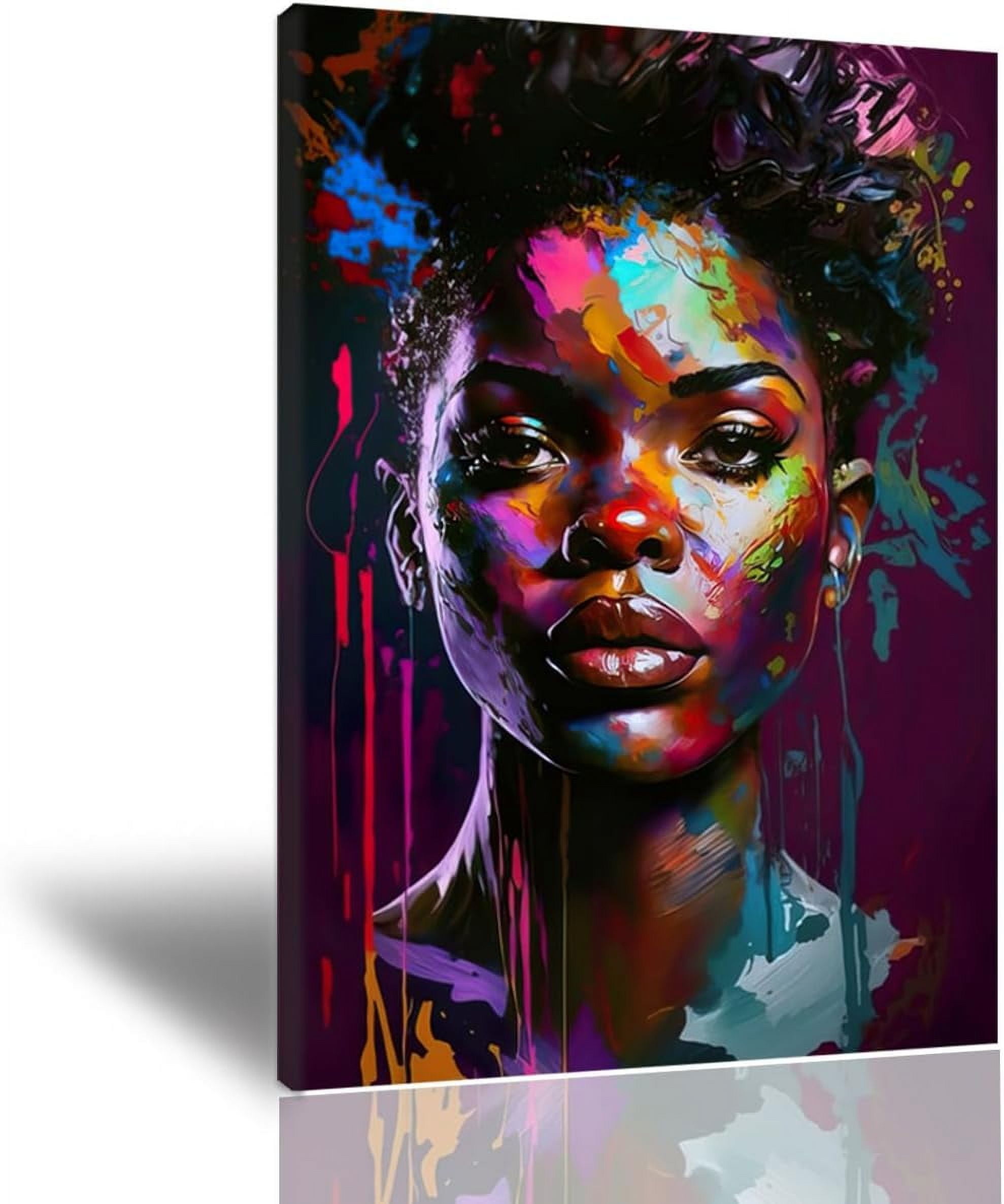 ADALE African American Wall Art Fashion Black Women Wall Art Color Black Graffiti Wall Art ...