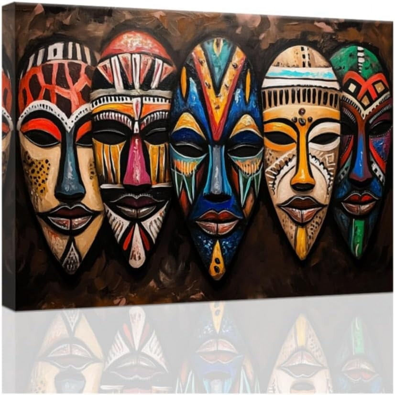 ADALE African Masks Wall Art Vintage Tribal Painting Black Art Prints ...