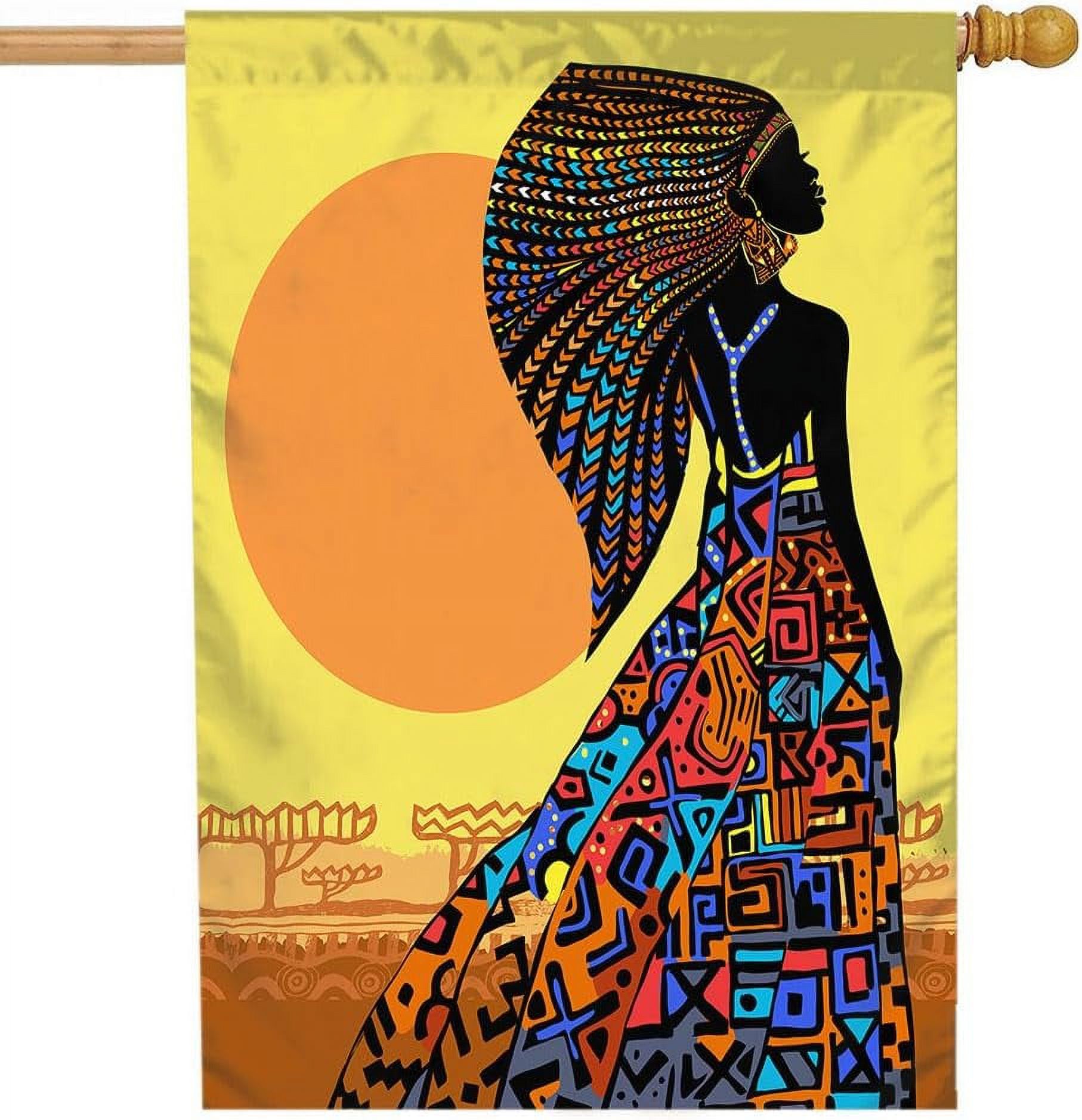 ADALE African Woman Garden Flag African Women In A Colorful Dress Under ...