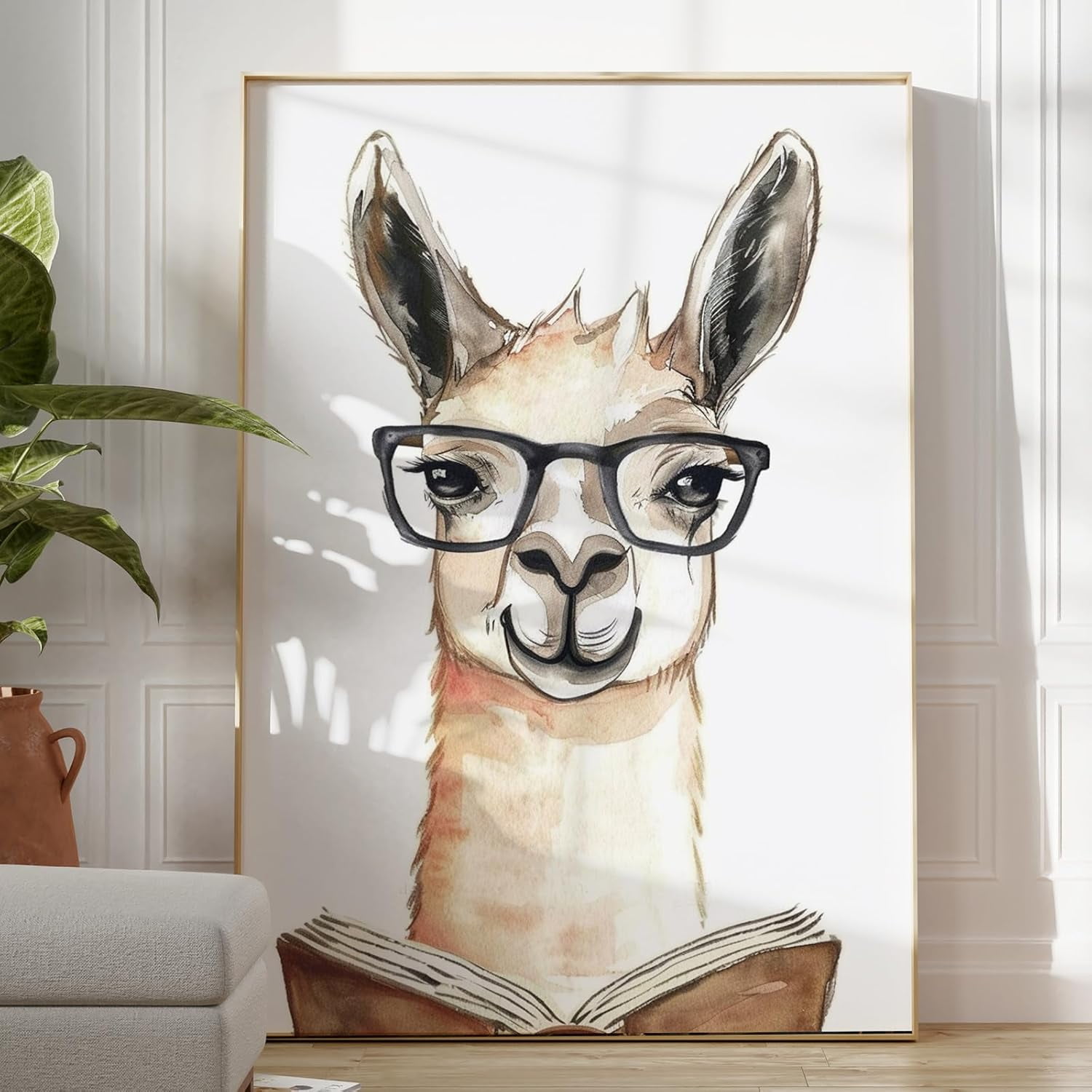 ADALE Alpaca Canvas Wall Art Abstract Alpaca Wall Art Cute Animal ...