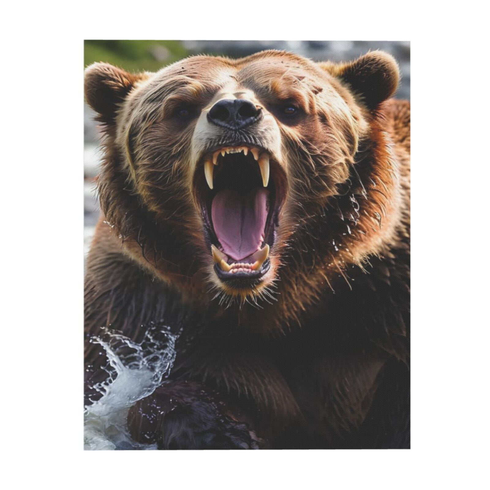 ADALE Angry Grizzly Bear Poster Canvas Wall Art Living Room Wall Art ...