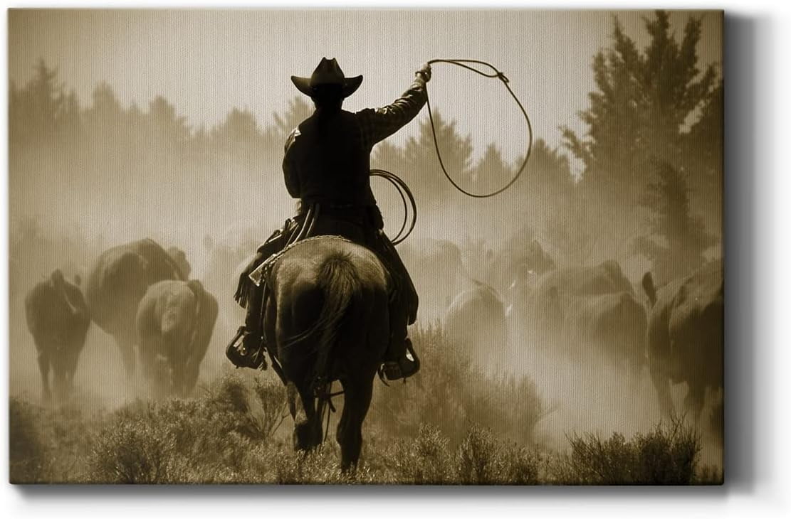 ADALE Animal Canvas Wall Art Bathroom Bedroom Kitchen, Rope and Ride ...