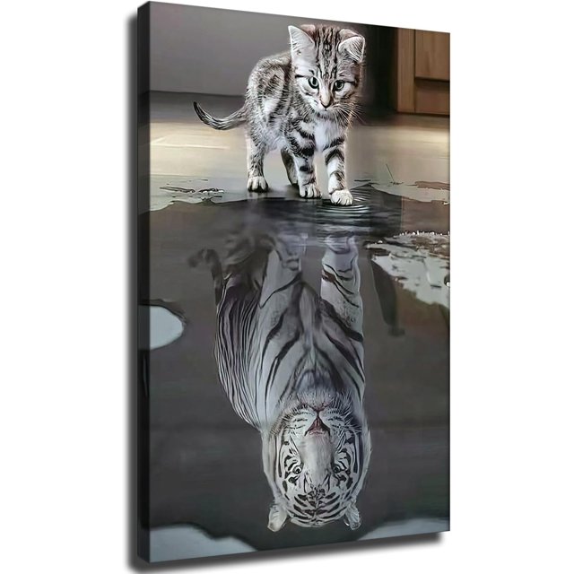 ADALE Animal Tiger Reflection Cat Poster Canvas Print Painting Picture ...