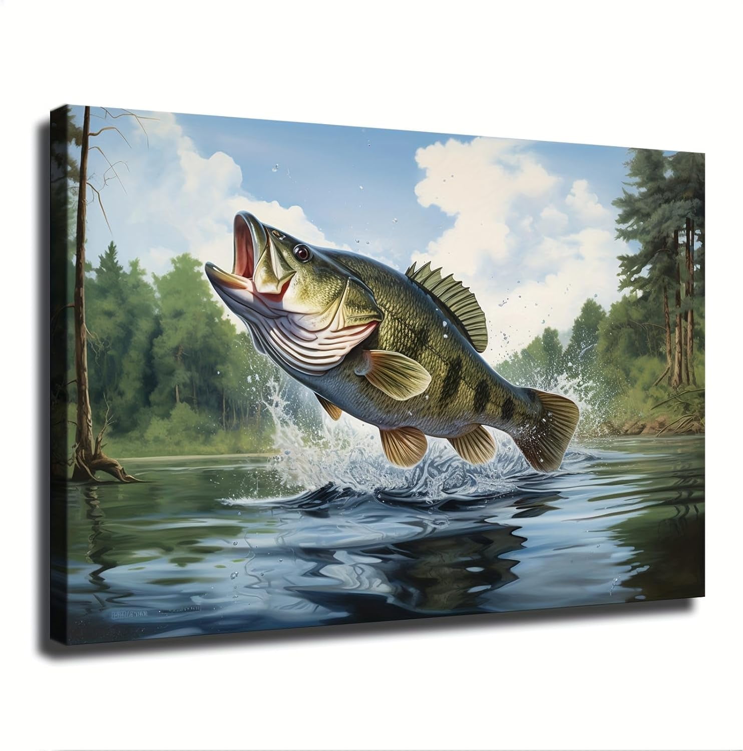 ADALE Animal wall art large mouth bass Poster Home Decor Canvas ...