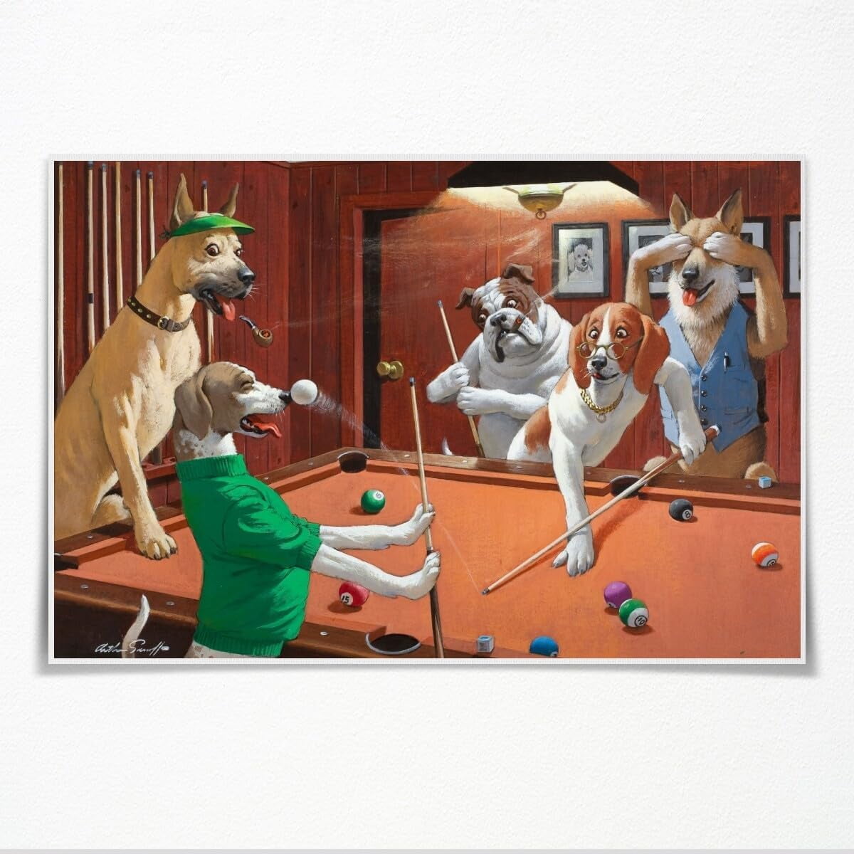 ADALE Animals Dogs Playing Pool Poster Decorative Painting Canvas Wall ...