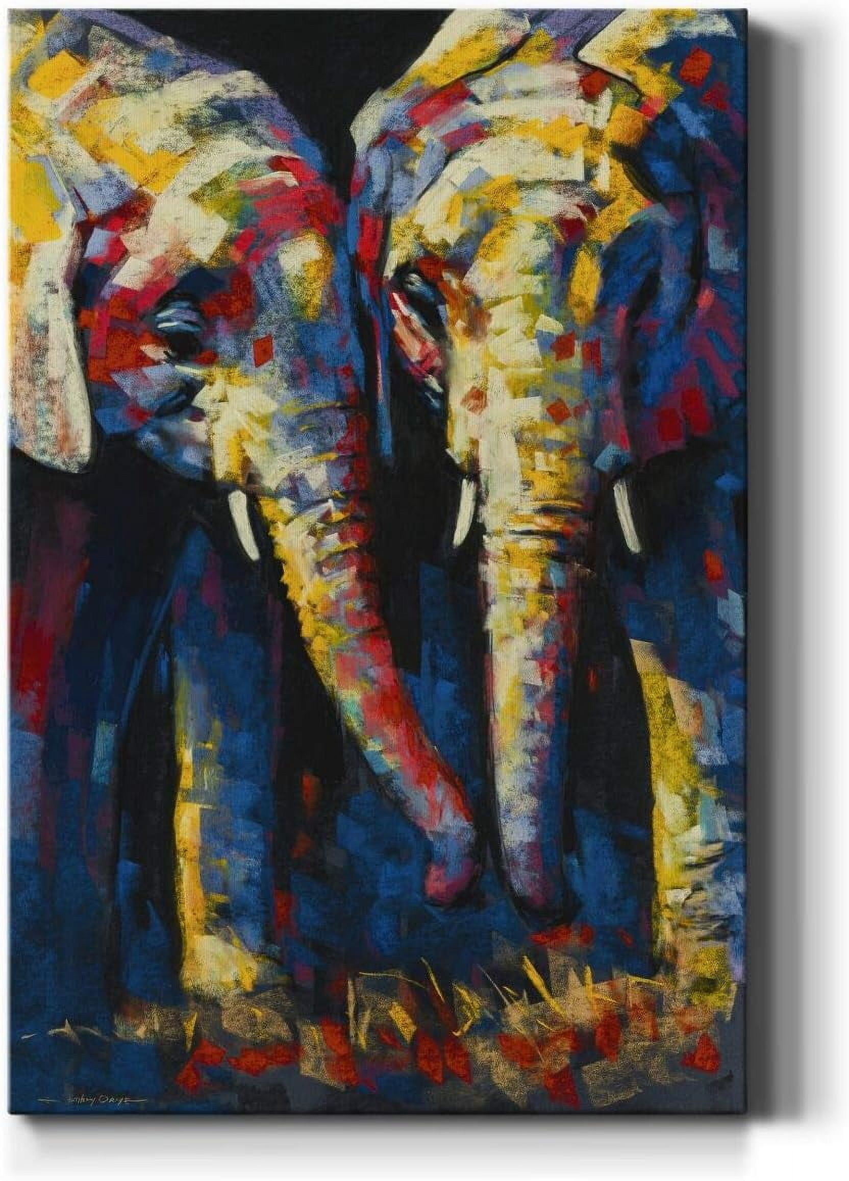 ADALE Animals Wall Art Abstract Paintings for Decor Rustic Yellow Blue ...