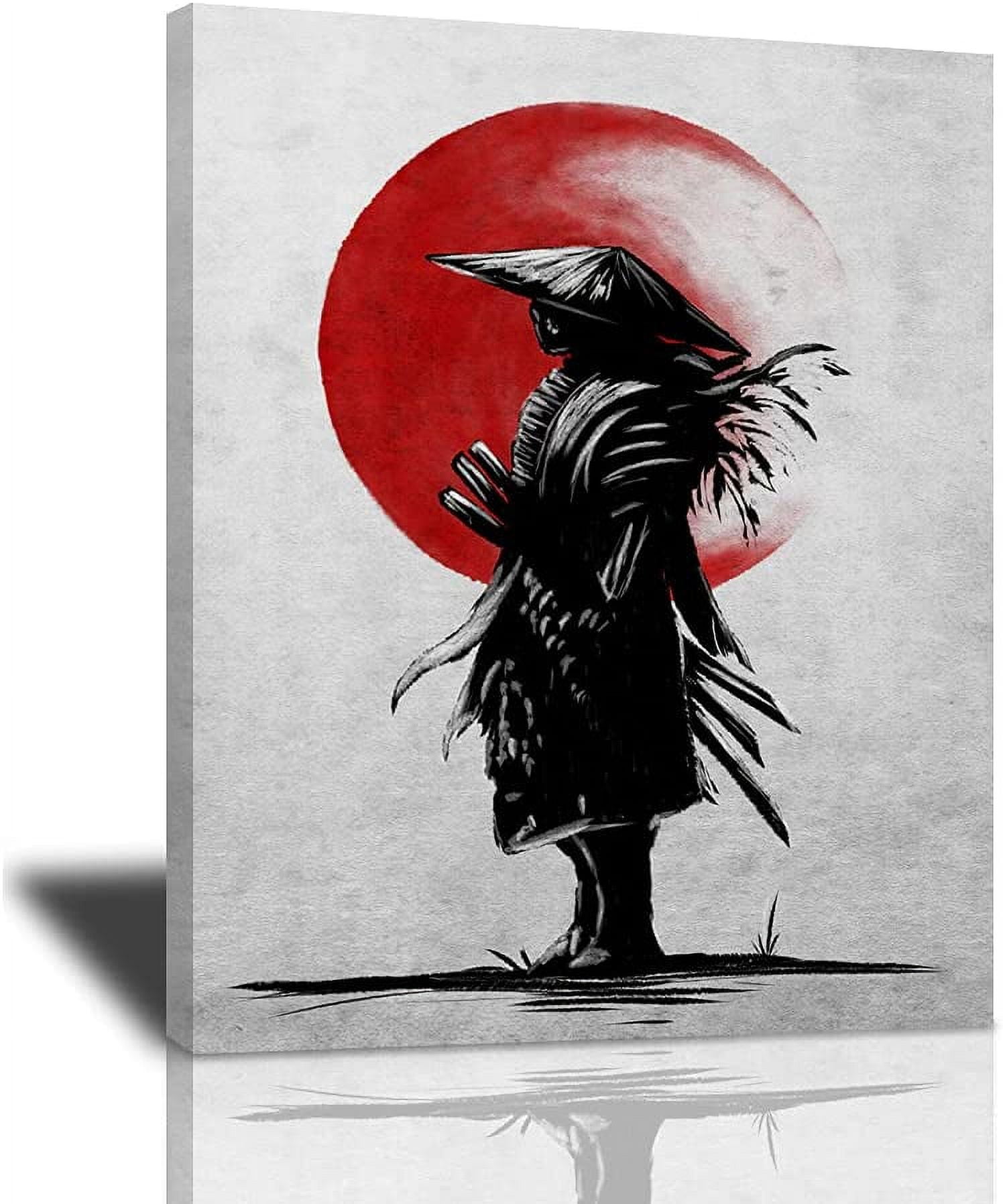 ADALE Armored Samurai Canvas Wall Art Three Pole Flow Samurai Canvas ...