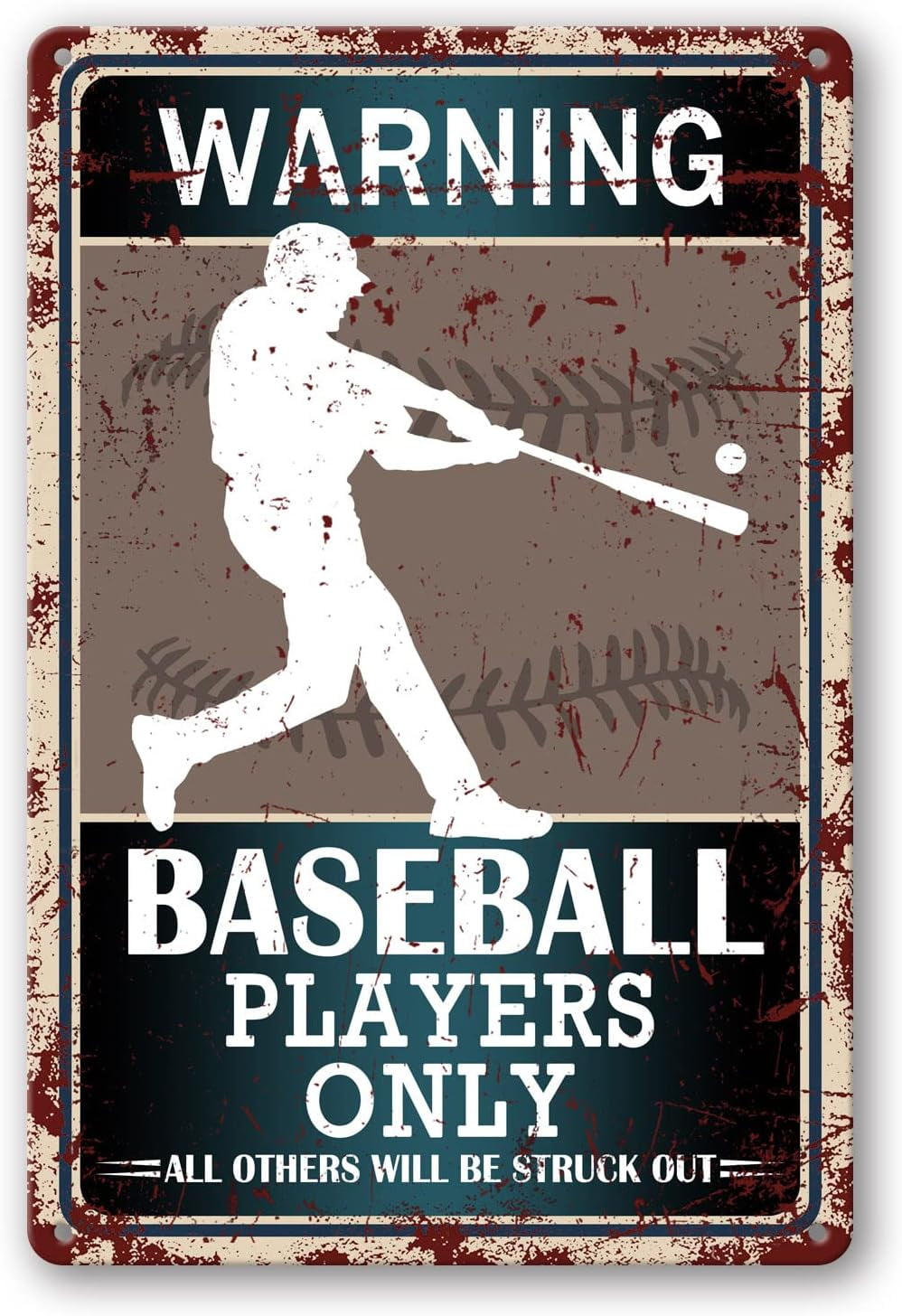 ADALE Baseball Decor Baseball Tin Signs Warning Baseball Players Only ...