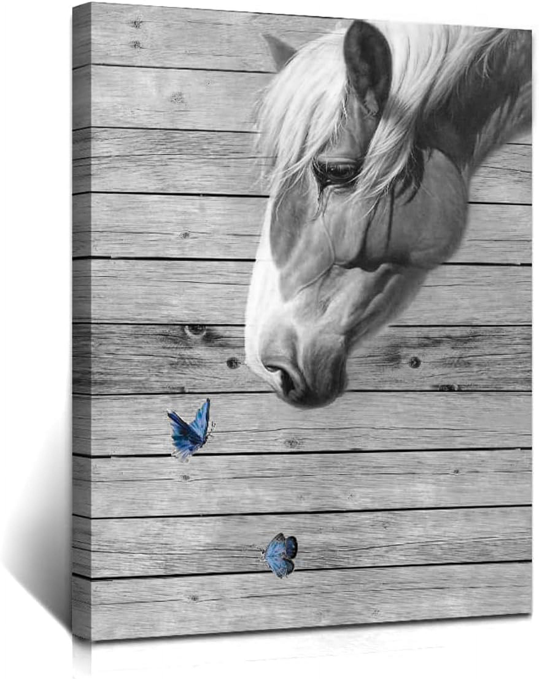 ADALE Bathroom Horse Picture Wall Art Black and White Rustic Animal ...