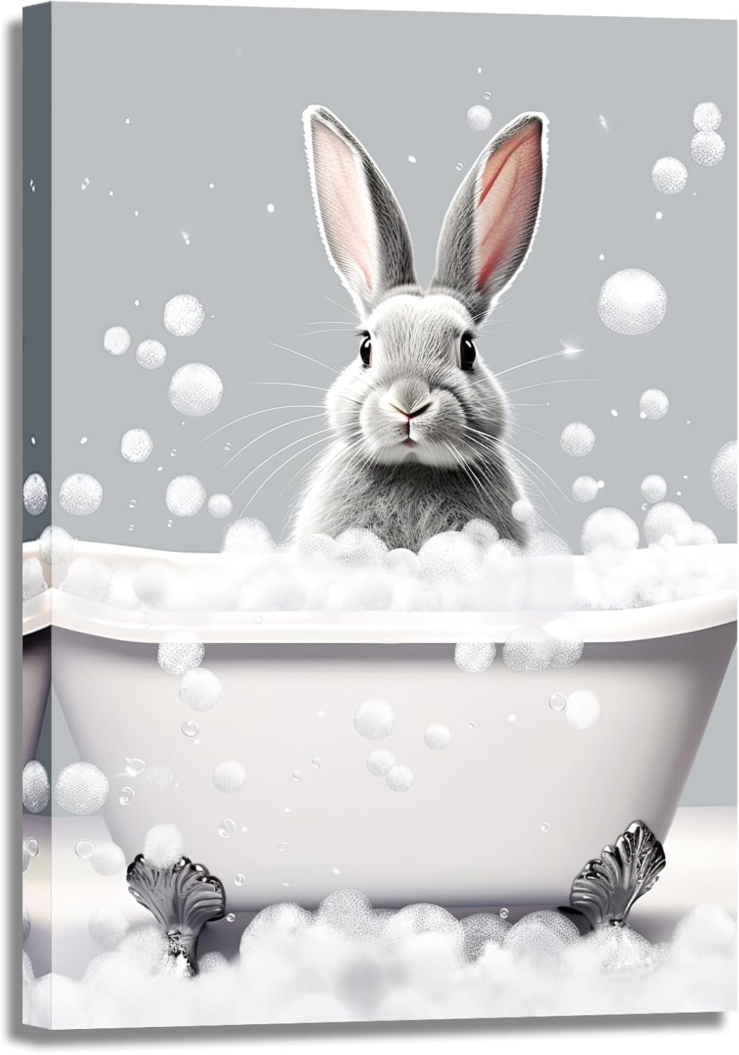 ADALE Bathroom Wall Art Cute Rabbit Canvas Picture Print Rabbit Reading ...