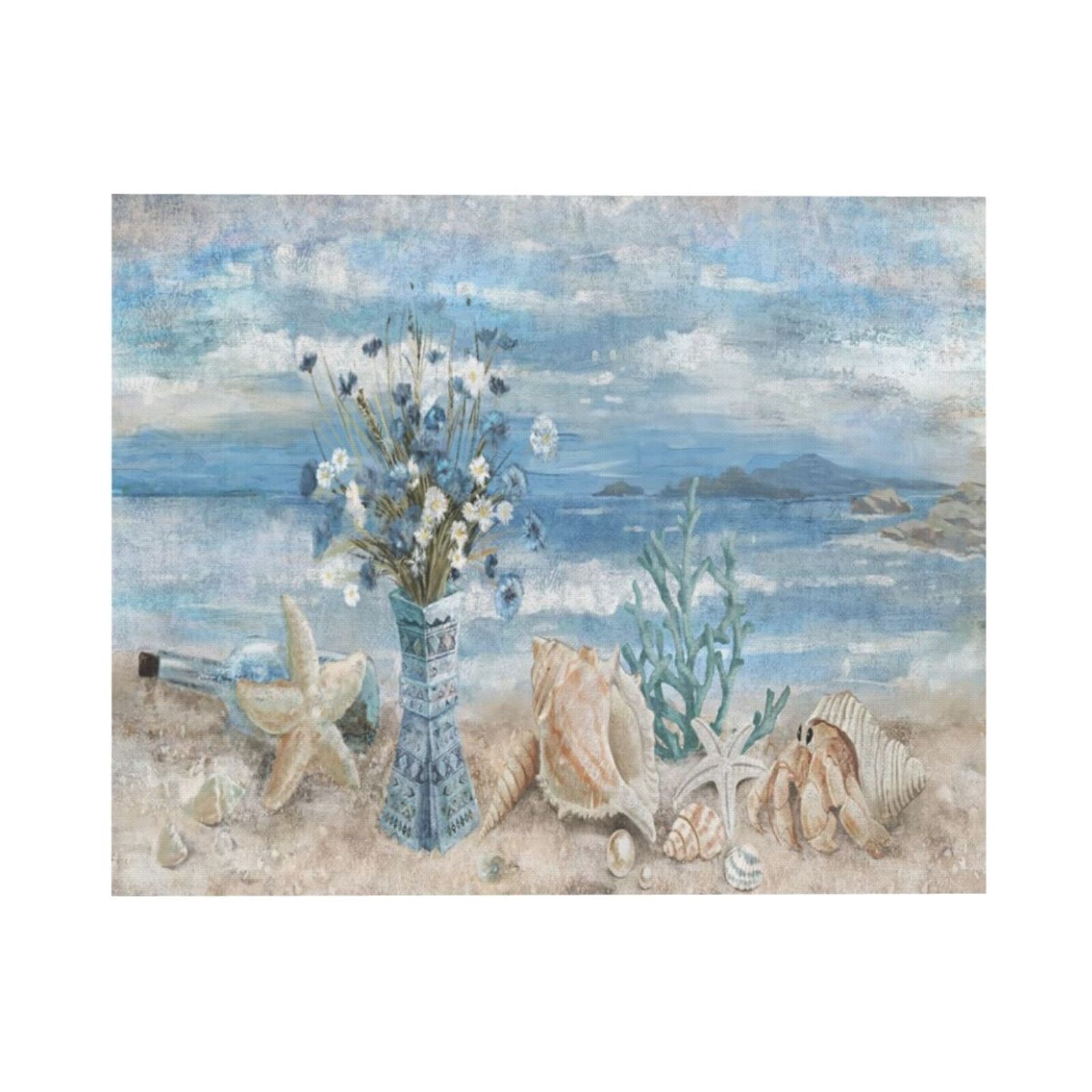 ADALE Canvas Wall Art for Living Room Seaside Painting Blue Sea View ...