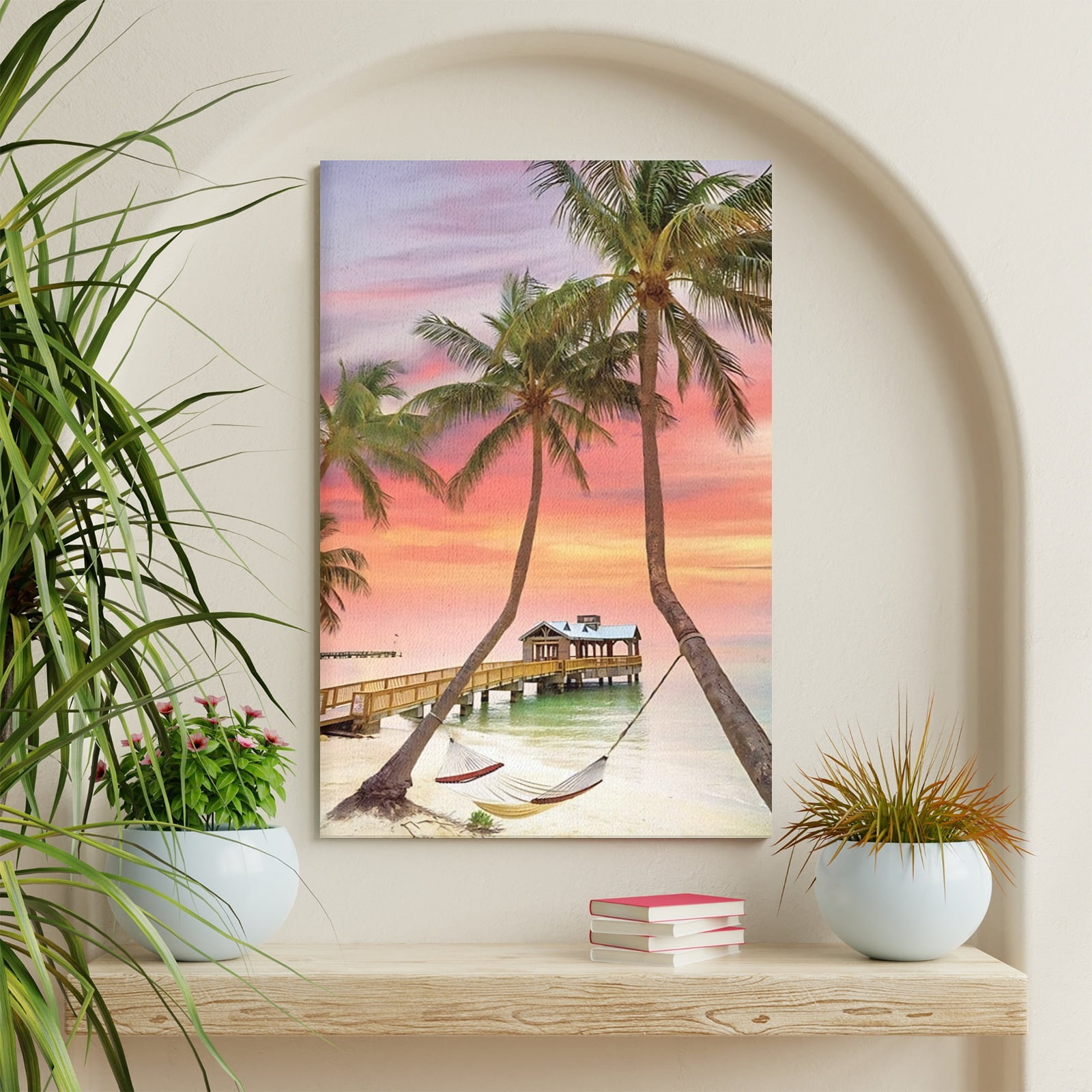 ADALE Beach Canvas Wall Art, Relaxing Tropical Sunrise Seascape ...
