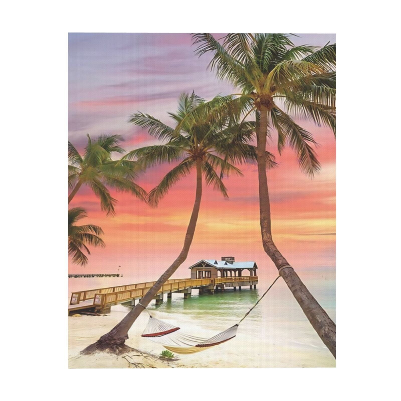 ADALE Beach Canvas Wall Art, Relaxing Tropical Sunrise Seascape ...