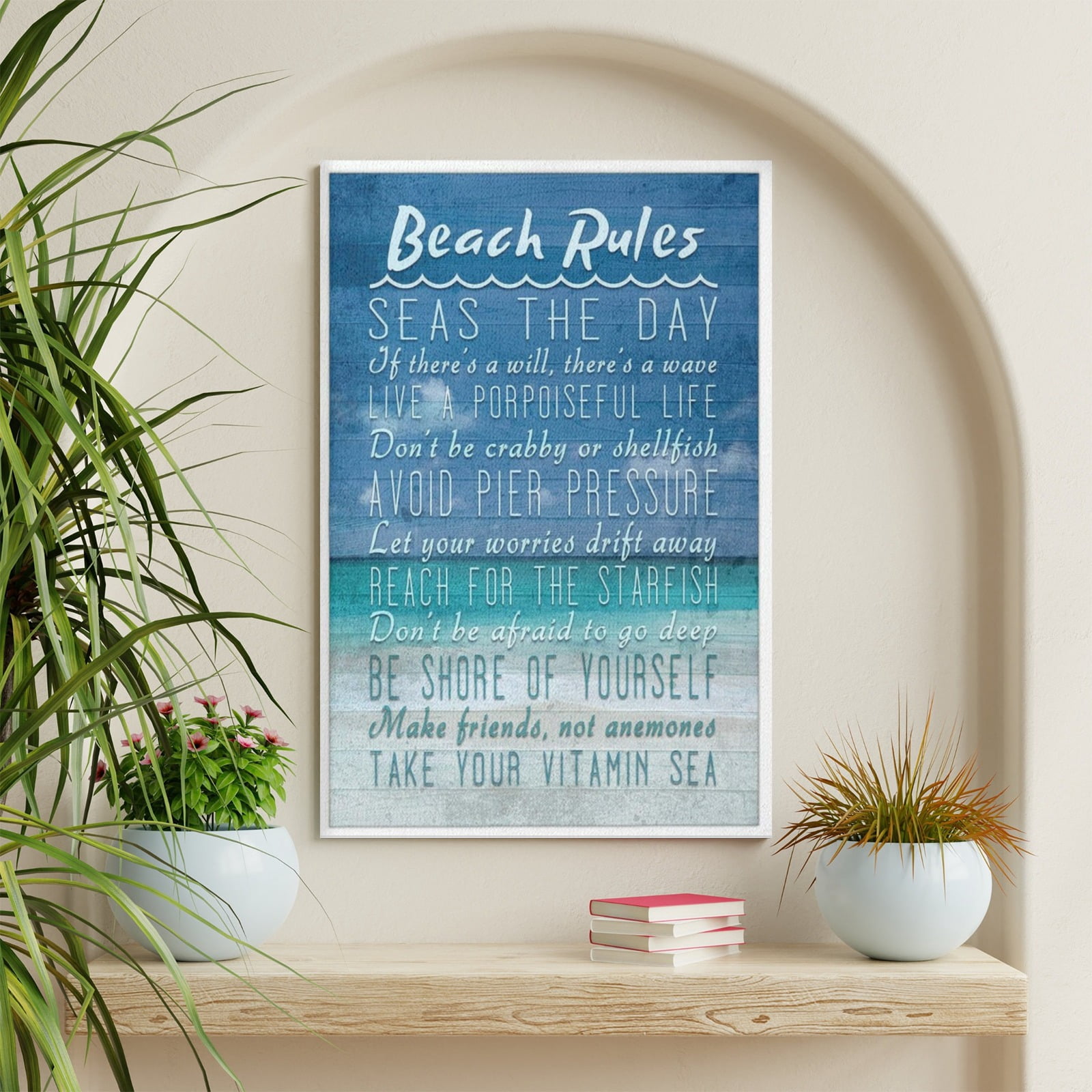 ADALE Beach Rules, Unframed, Reproduction Art Print, Ocean Sea Coastal ...